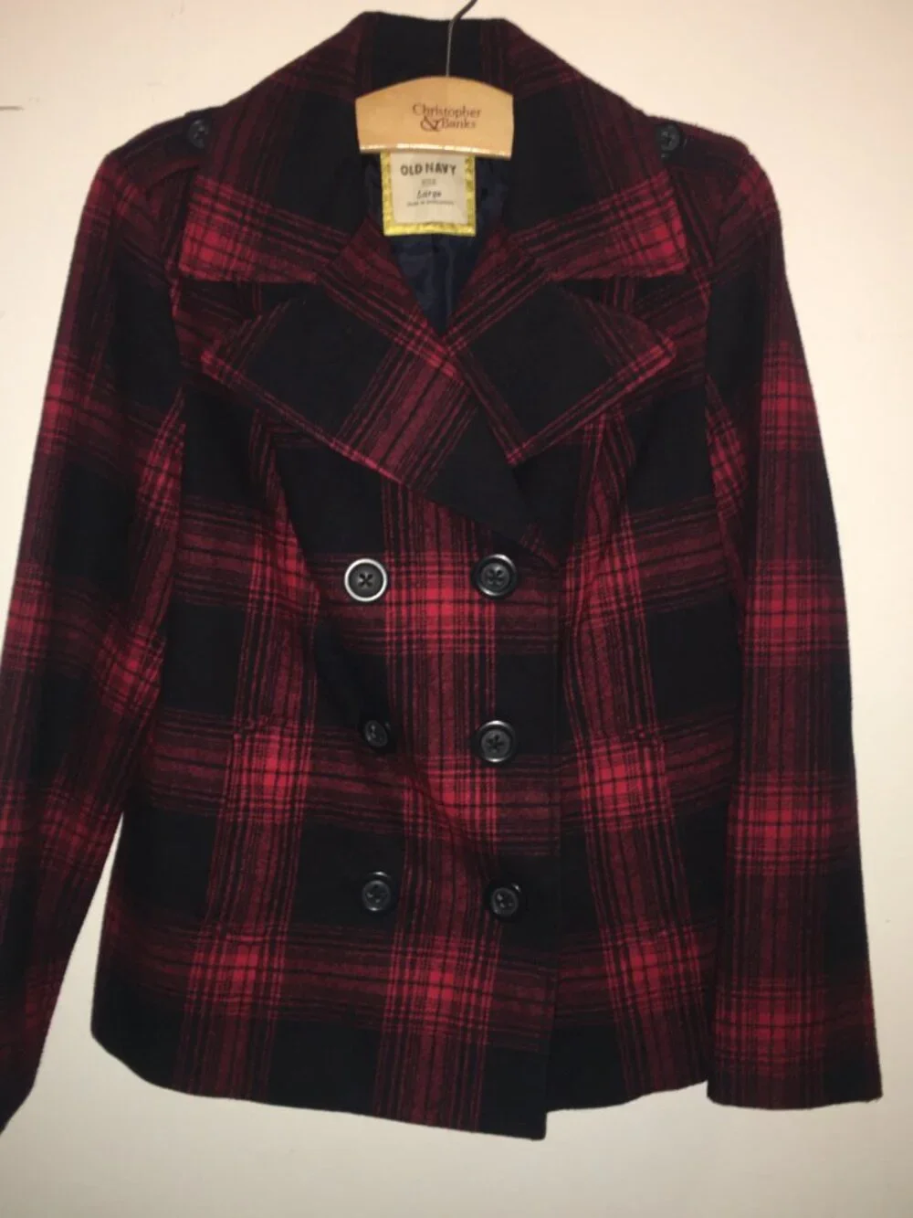 Old Navy | Jackets & Coats | Old Navy Peacoat Dark Navy Blue And Red ...